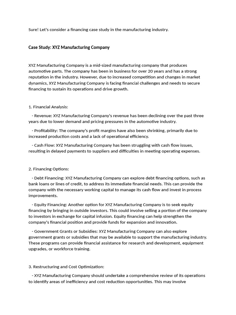 finance Case study (2) | PDF | Subsidy | Equity (Finance)