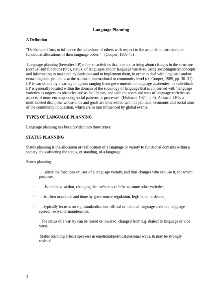 Language Planning 2024 | PDF | Cultural Assimilation | Linguistics