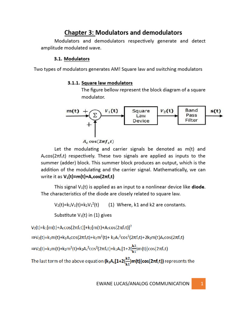 Analog Communication Chap3 | PDF | Modulation | Diode