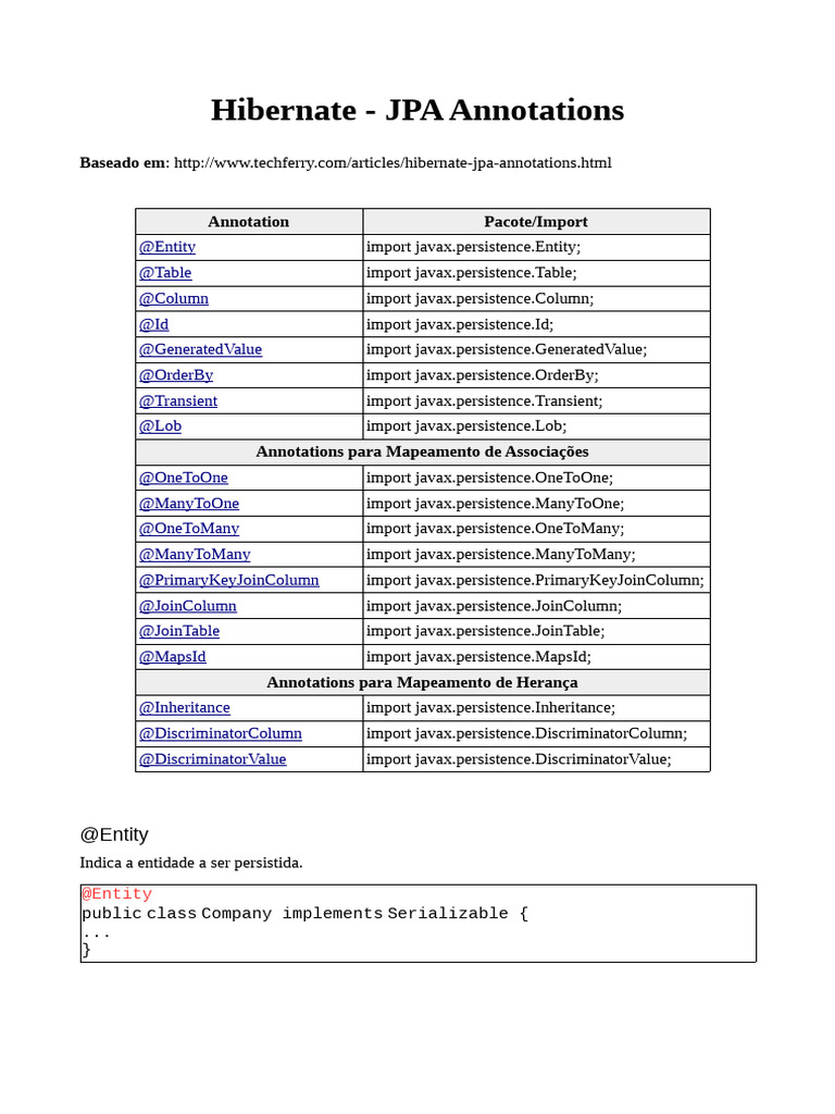 Referencia_Rapida_JPA | PDF | Tabela (banco de dados) | Classe ...