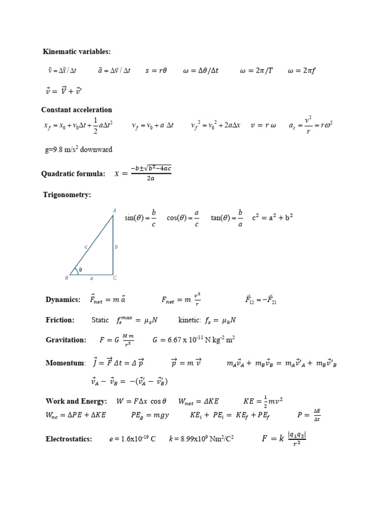 Formula Final 2024 | PDF | Dynamics (Mechanics) | Quantity