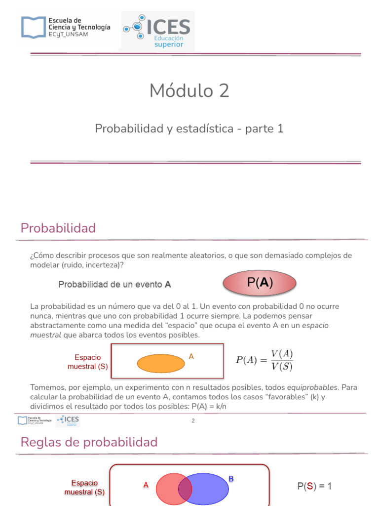 Modulo2 Clase2 Probabilidadyestadistica | PDF | Diferencia | Variable aleatoria