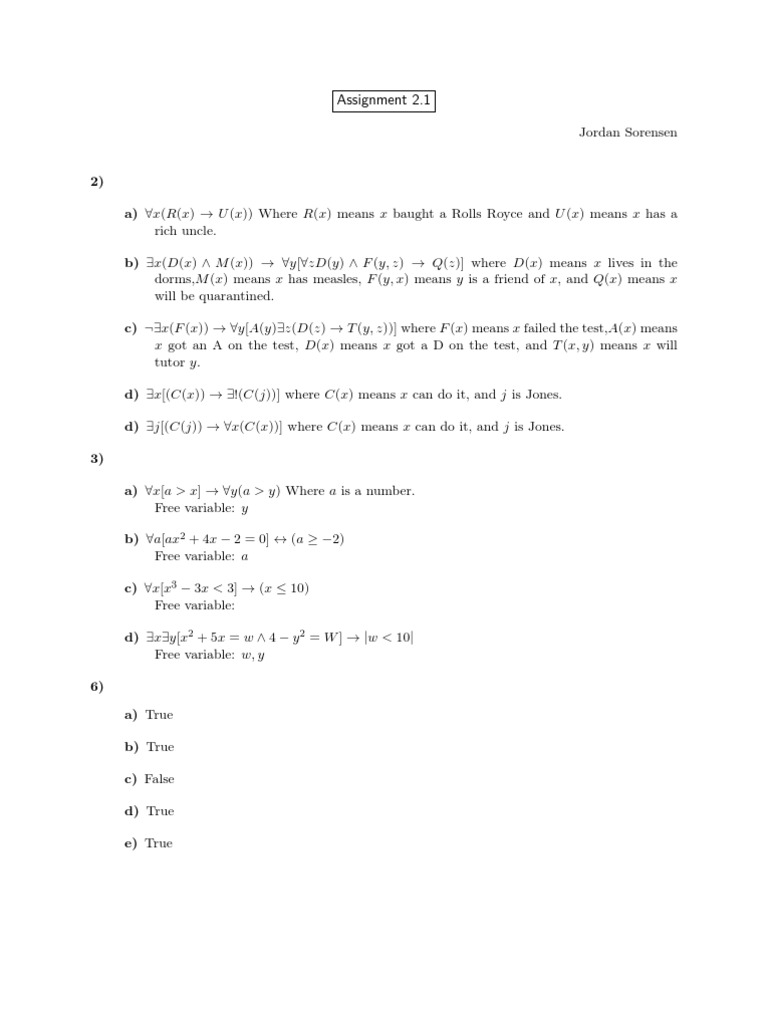 Logic Assignment Solutions and Analysis | PDF | Teaching Methods & Materials | Science & Mathematics