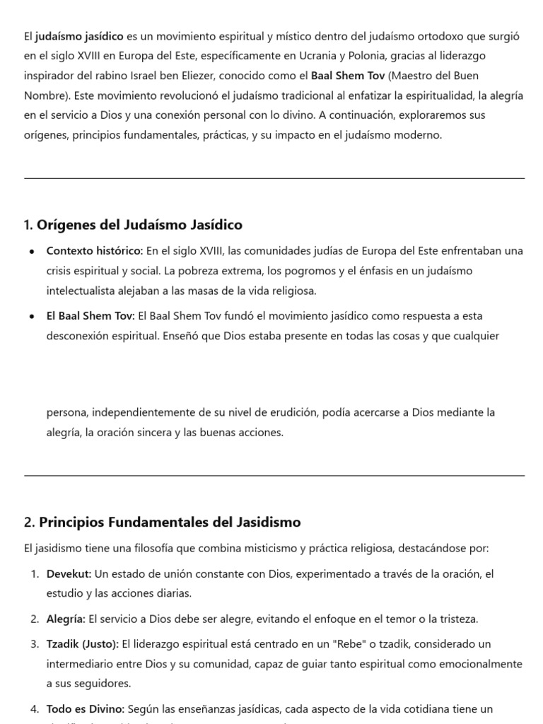 Orígenes y Principios del Jasidismo | PDF | Judaísmo jasídico | Baal ...