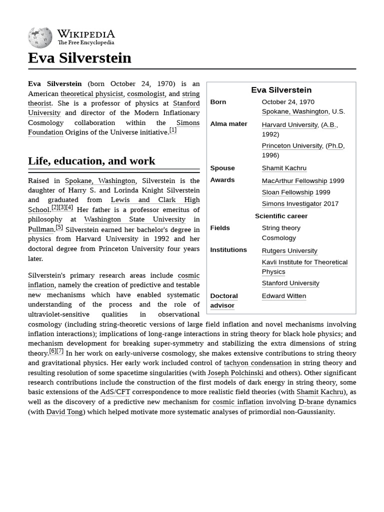 Eva_Silverstein | PDF | Theoretical Physics | Physical Cosmology