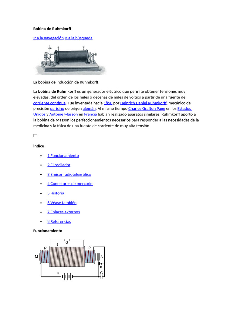 Bobina de Ruhmkorff | PDF | Electromagnetismo | Ciencia de los Materiales