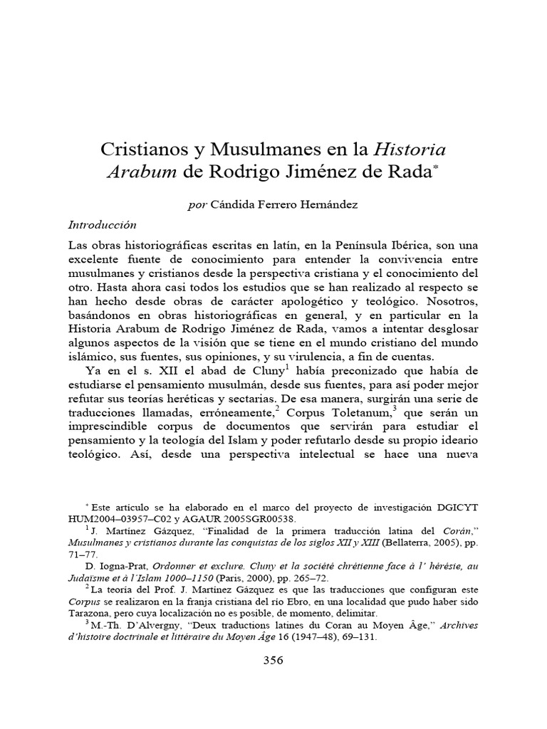 Cristianos Y Musulmanes En La Historia Arabum Pdf Historiografía