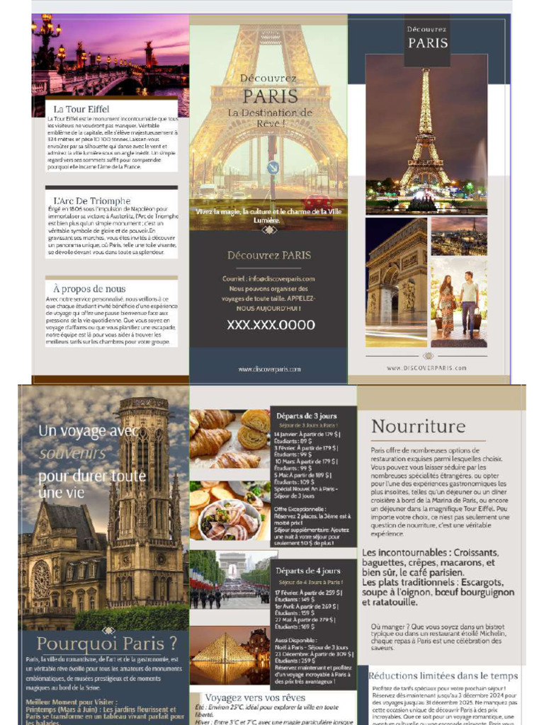 Decrouvez Un Voyage A Paris en France - Un Brochure | PDF