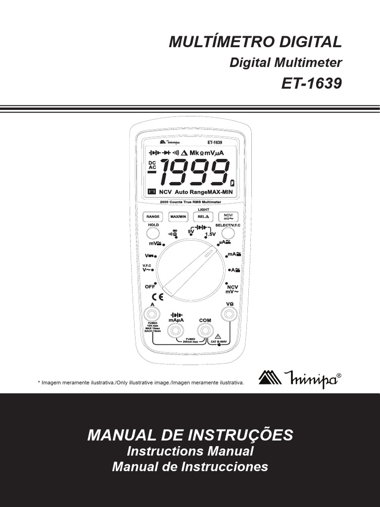 Manual do Multímetro Digital ET-1639 | PDF | Rede elétrica | Diodo