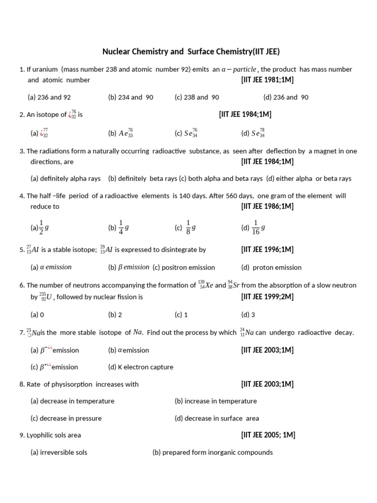 Nuclear Chem and Surface Chem. | PDF | Radioactive Decay | Isotope