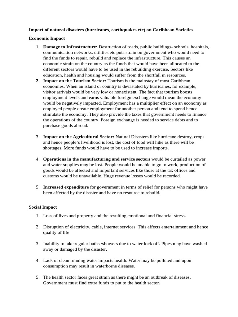 Caribbean Disaster Impacts & Mitigation | PDF | Natural Disasters | Taxes