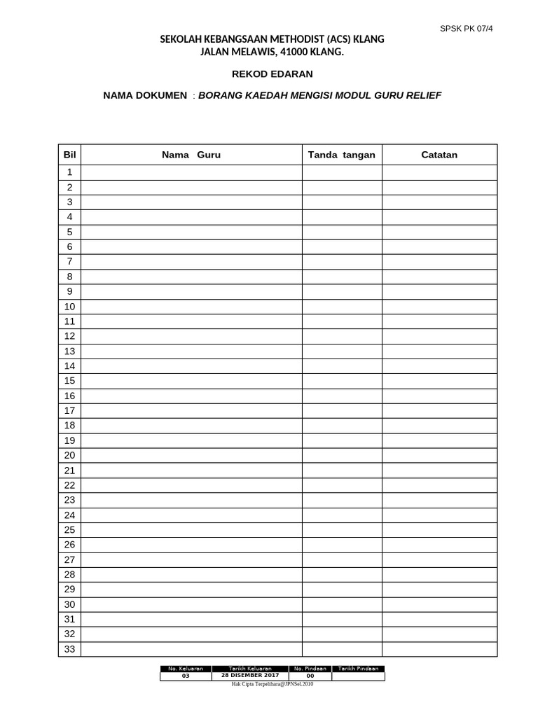 Borang PK 07 4 REKOD EDARAN | PDF