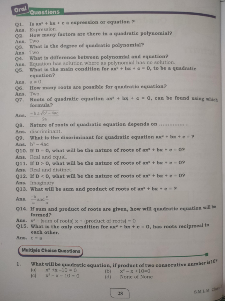 Internal Assessment Material for Quadratic Equation &AP | PDF ...