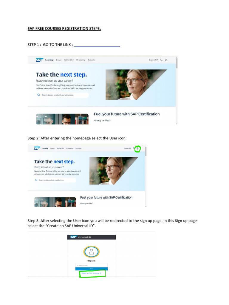 SAP REGISTRATION STEPS | PDF