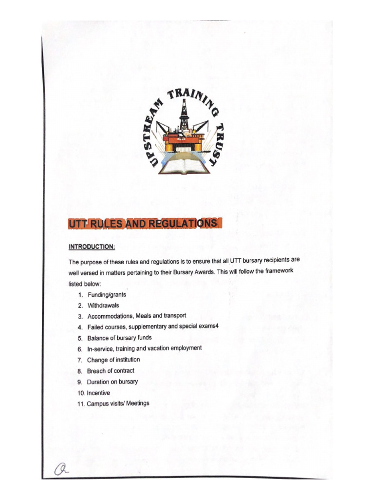 Utt Rules and Regulations | PDF