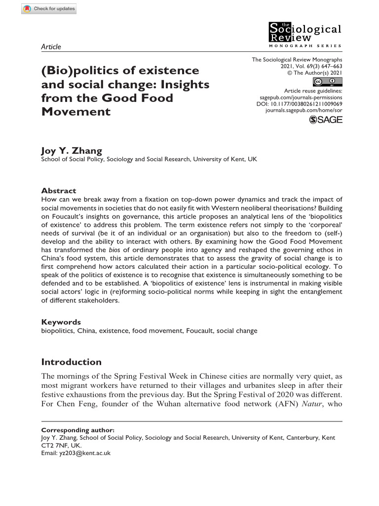 ZHANG, J. - (Bio) Politics of Existence and Social Change. Insights ...