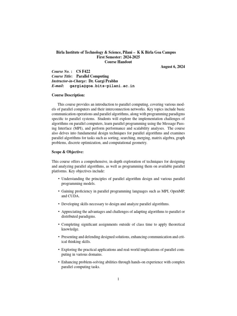 Parallel Computing Course Overview | PDF | Parallel Computing | Message Passing Interface