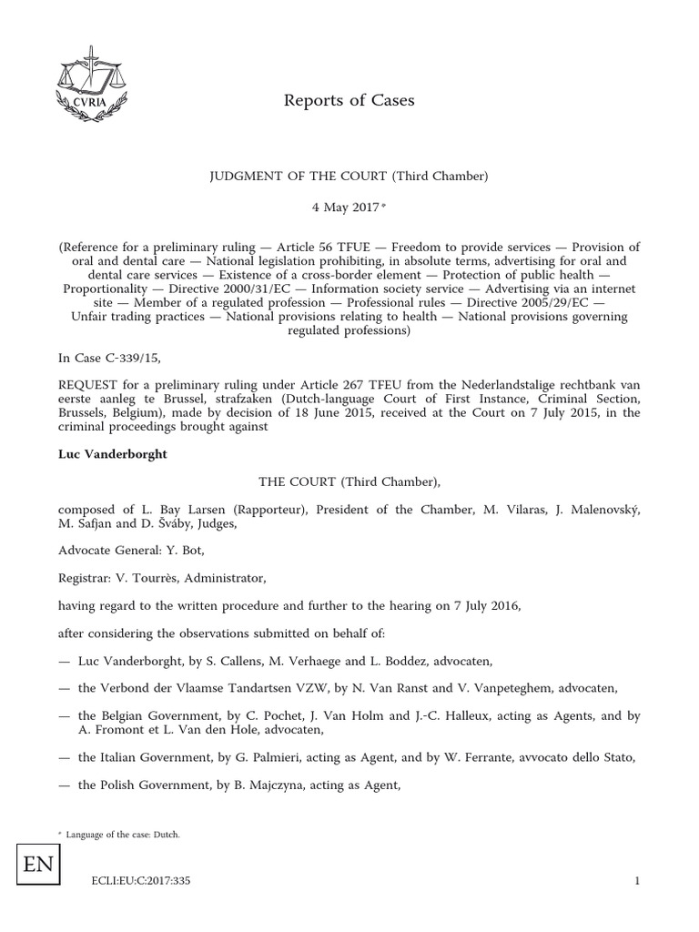 EU Ruling on Dental Advertising Restrictions | PDF | European Union ...