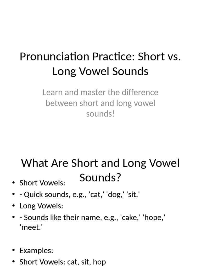 Extended - Short - Vs - Long - Vowel - Sounds - Lesson 1 | PDF