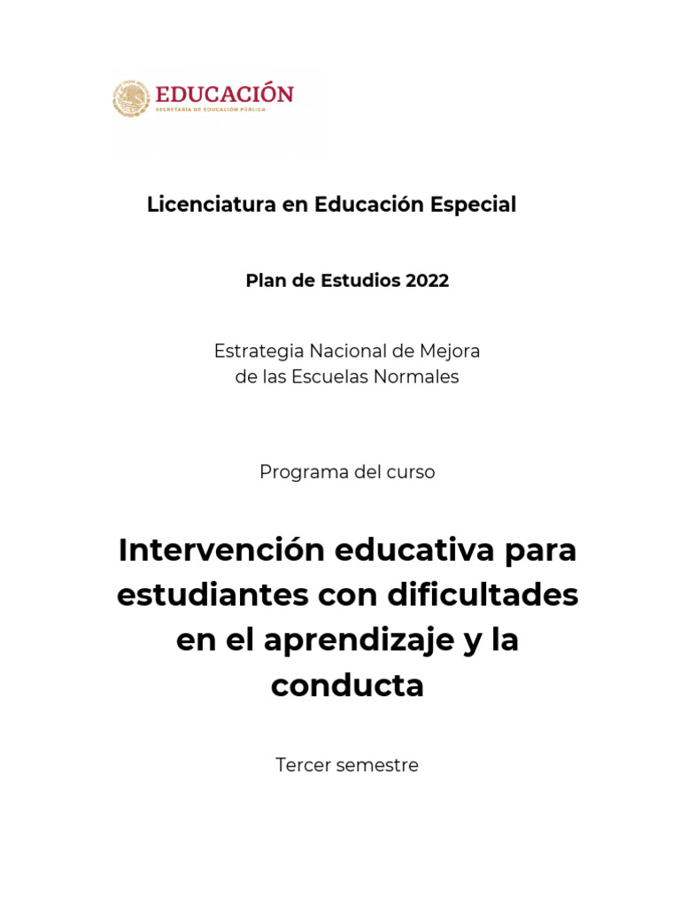 Intervencion en las dificultades de aprendizaje y la conducta | PDF | Aprendizaje | Plan de estudios
