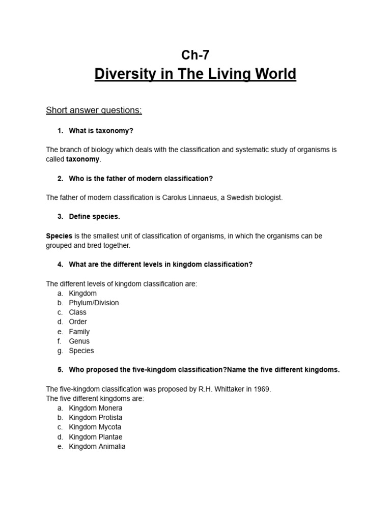 Biology Ch 7 | PDF | Taxonomy (Biology) | Mollusca