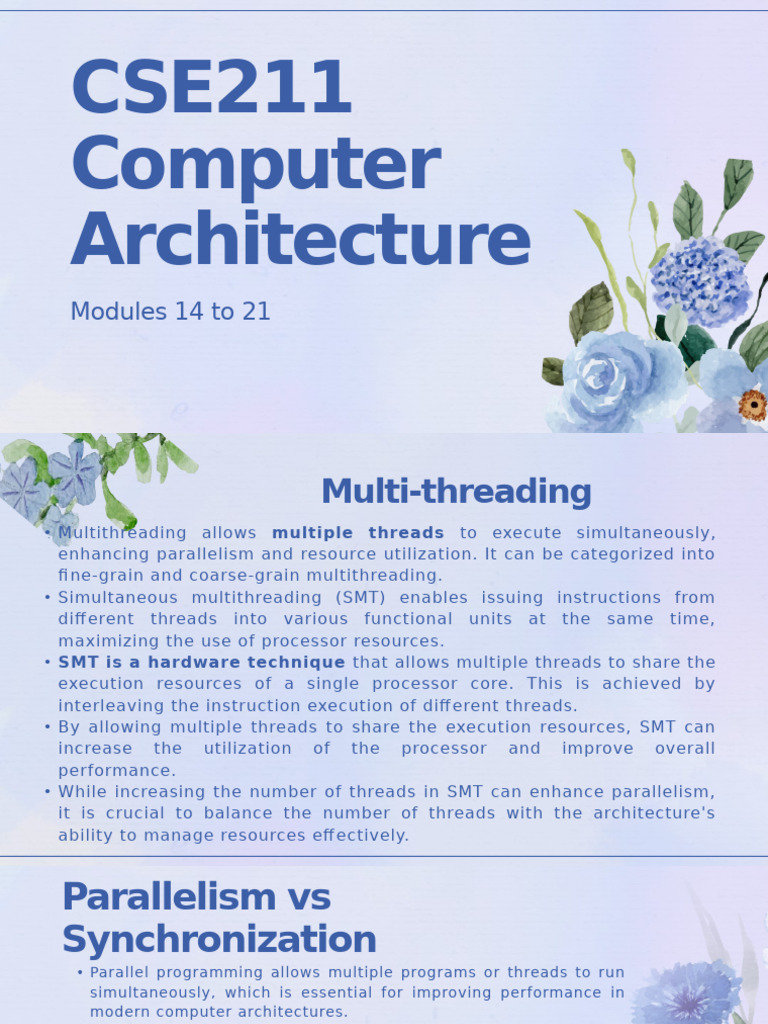 CSE211 Computer Architecturemodule 18-21 | PDF | Thread (Computing ...