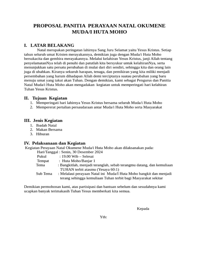 Proposal Natal Okumene Muda | PDF