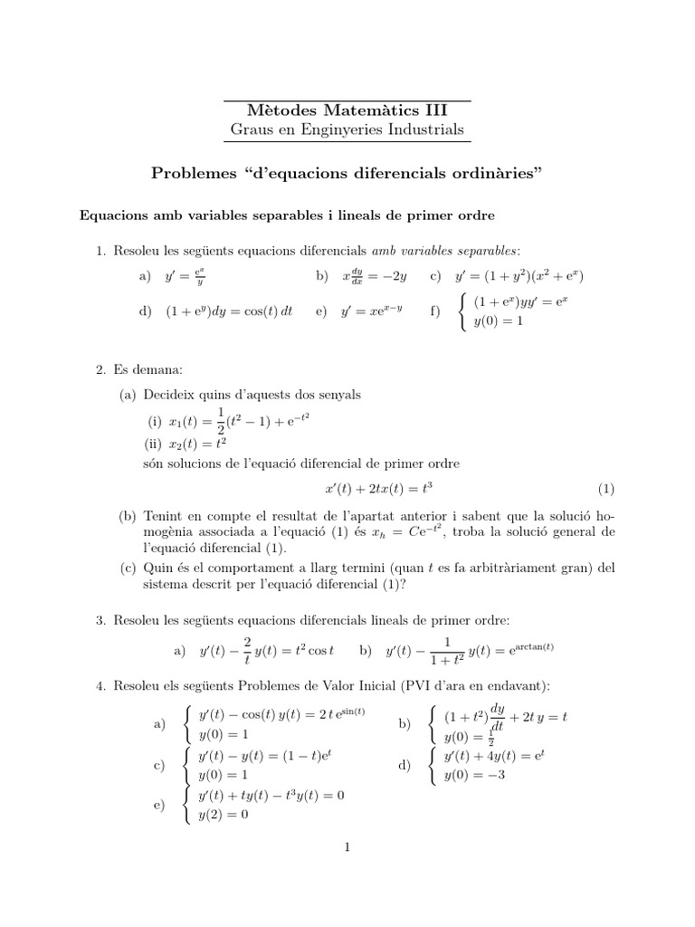 Prob EDOs MetMat-III | PDF
