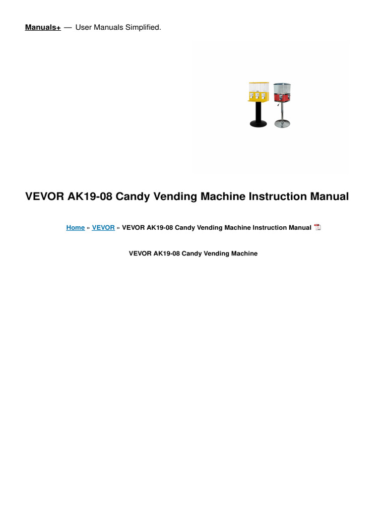 Ak19 08 Candy Vending Machine Manual | PDF | Vending Machine | Technical Support