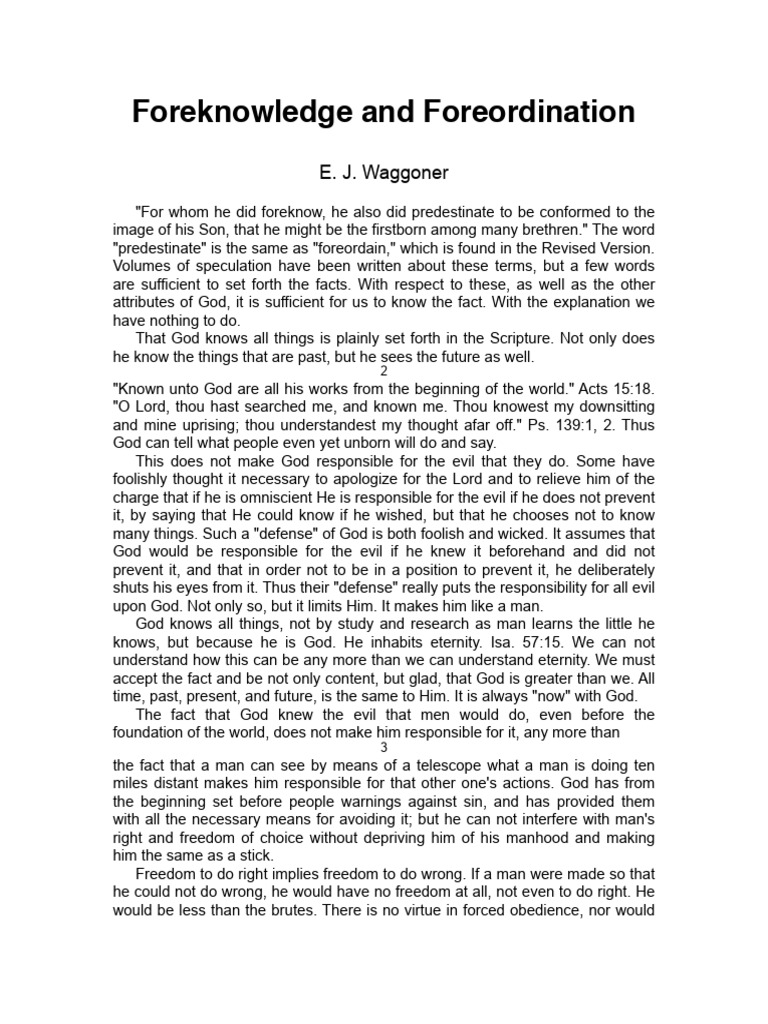 Understanding Foreknowledge and Predestination | PDF | Predestination ...
