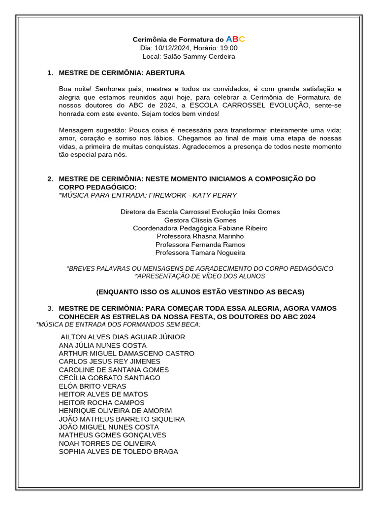 Cerimonia de Formatura | PDF