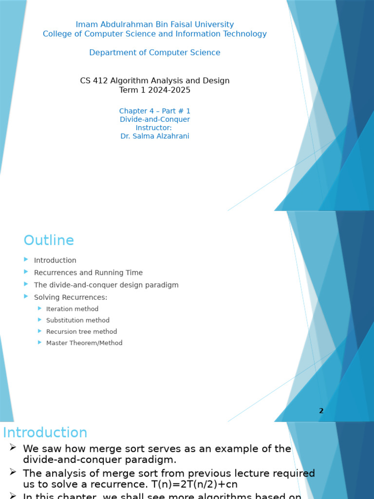 CS 412 - T2313 - CH 4 - Part1 | PDF | Recurrence Relation ...