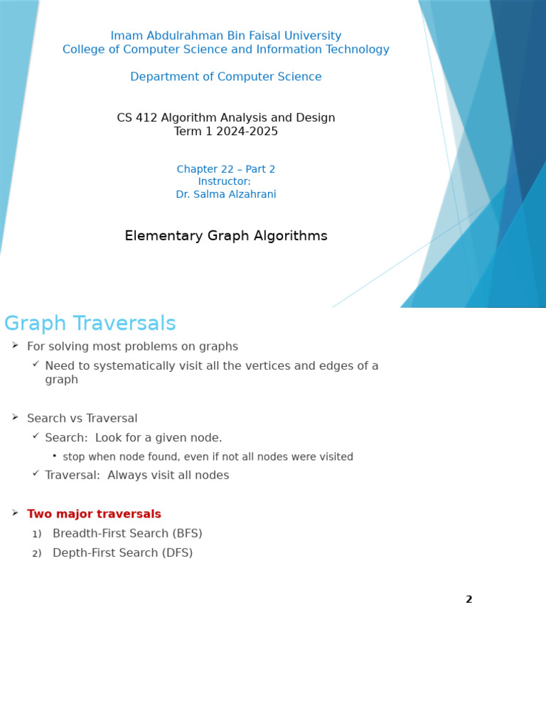 CS 412 - T2311 - CH 22 - Part2 | PDF | Vertex (Graph Theory) | Graph Theory