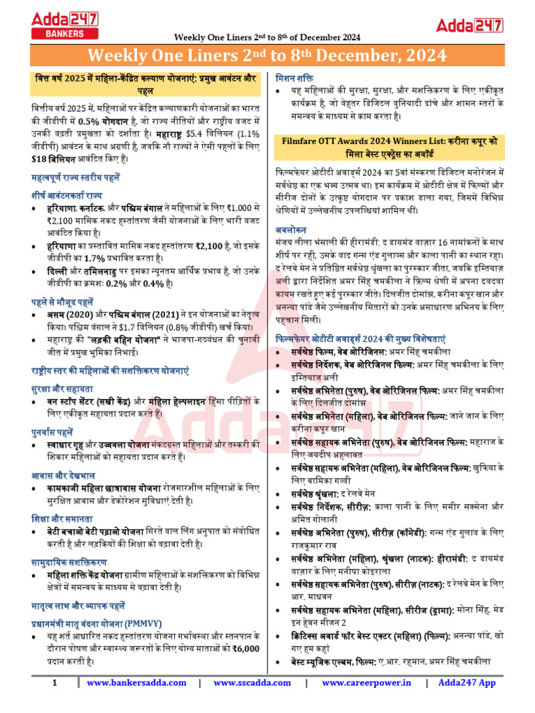 Weekly 2nd To 8th December, 2024 2 | PDF