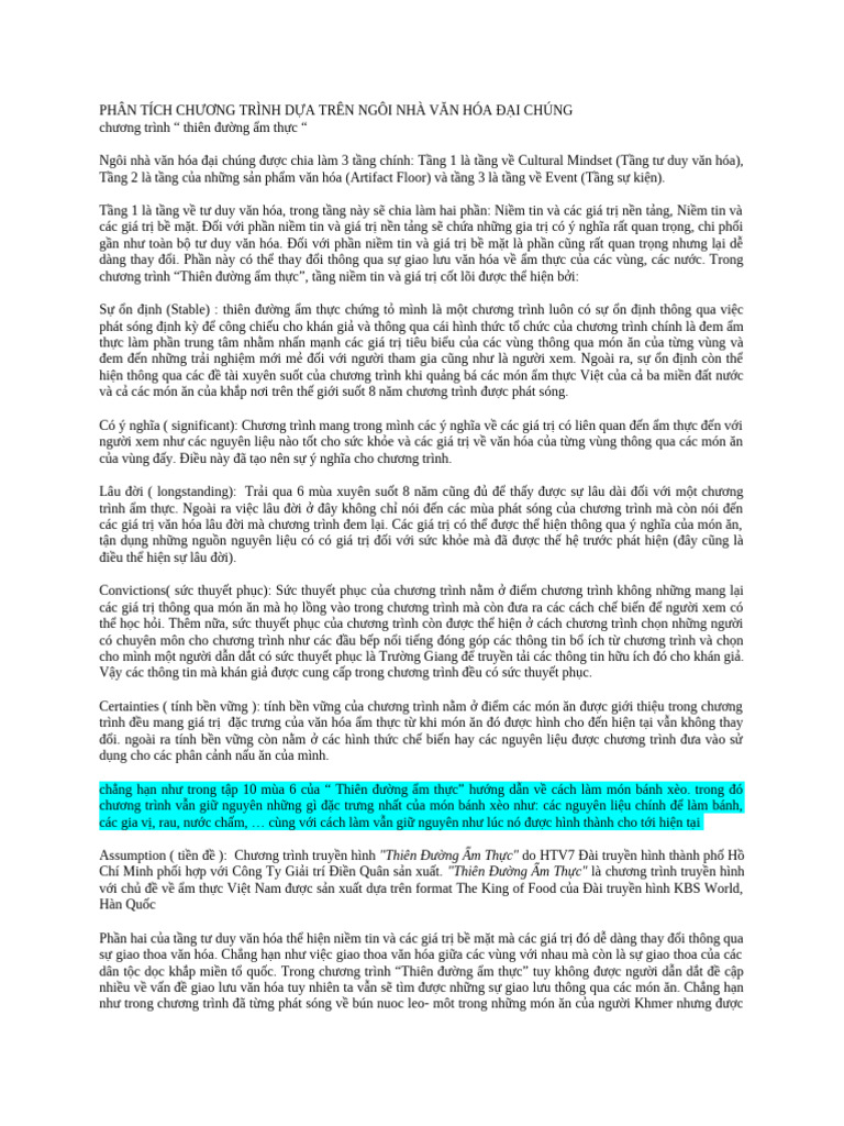 Phân Tích Chương Trình D A Trên Ngôi Nhà Văn Hóa Đ I Chúng | PDF