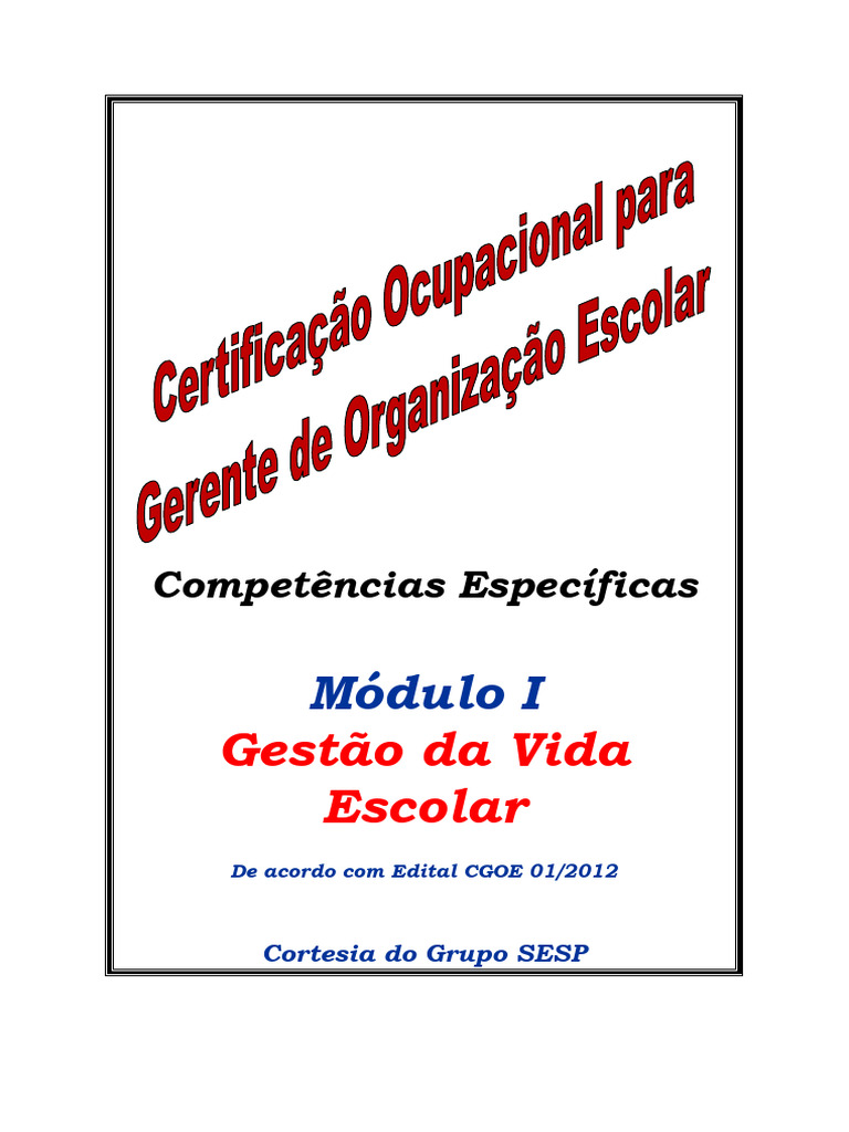 CGOE Comp Específica Módulo I - Gestão Da Vida Escolar | PDF | Emenda ...