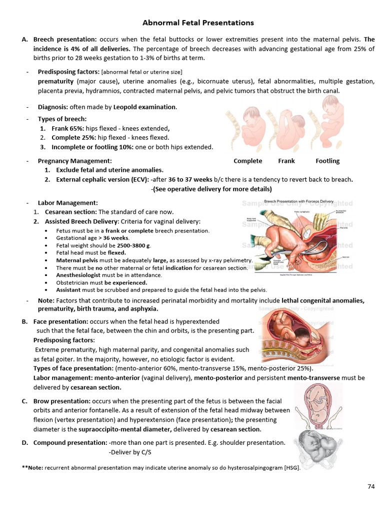 Abnormal fetal presentation | PDF | Childbirth | Fetus