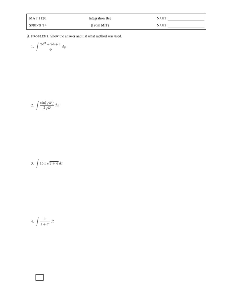 Integration Bee | PDF