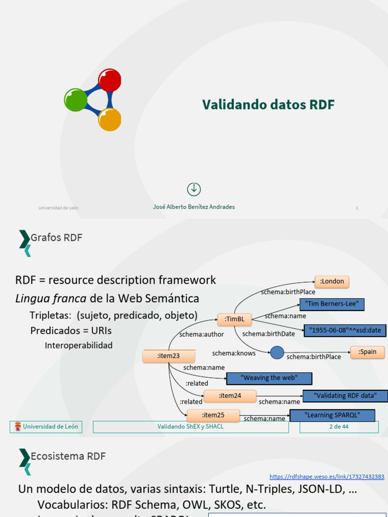 Validando RDF ShEx y SHACL | PDF | Marco de descripción de recursos | Xml