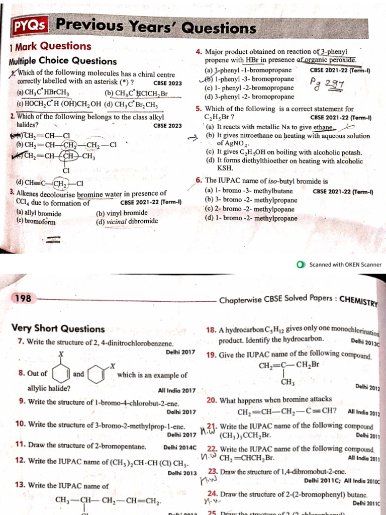 Haloalkane and Haloarene PYQs | PDF