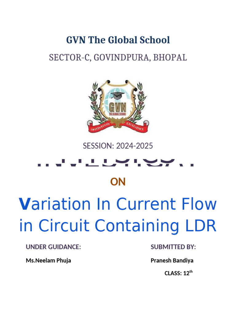 LDR Project XII Physics Investigatory Project | PDF | Infrared ...