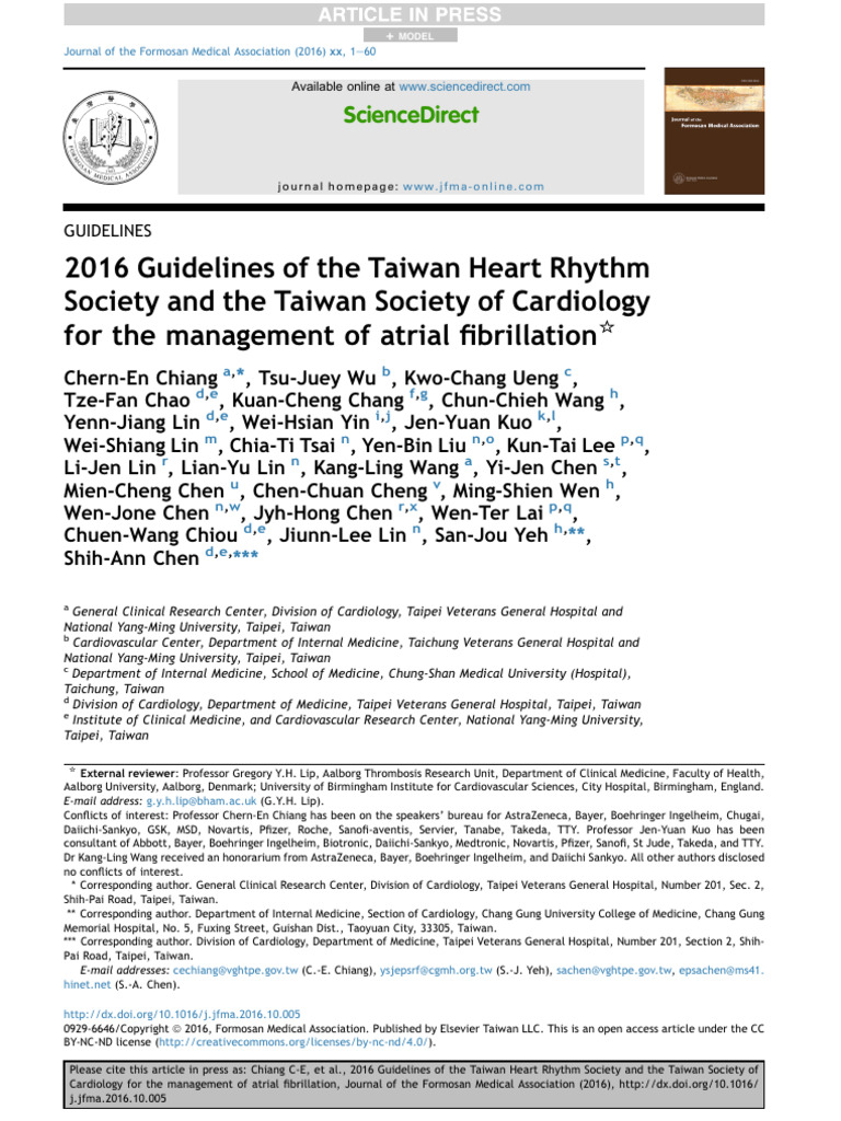 2016 Guidelines of the THRS and TSOC for the Managemnet of AF(1) | PDF ...
