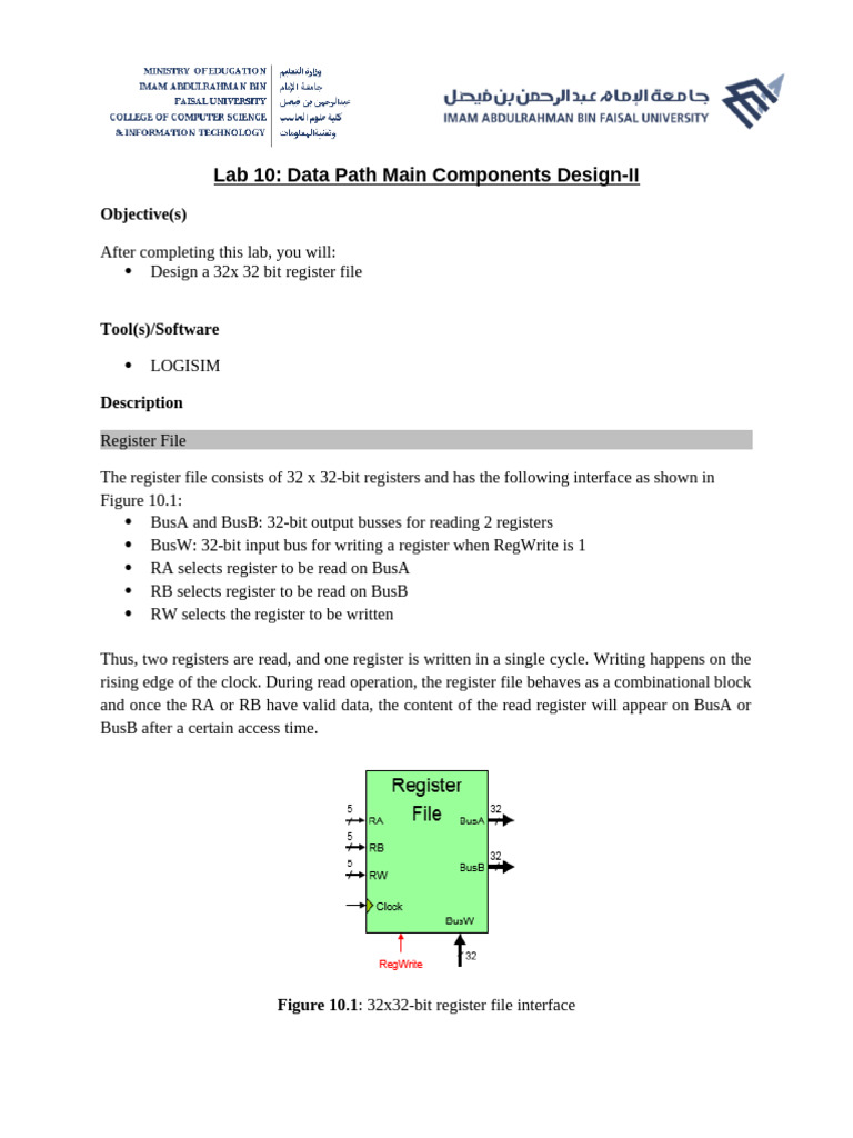Lab11 - Data Path Main Components Design-II | PDF