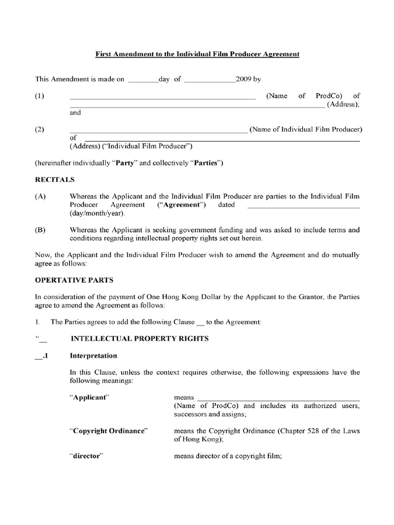 Supplementary02 - Individual Film Agreement | PDF
