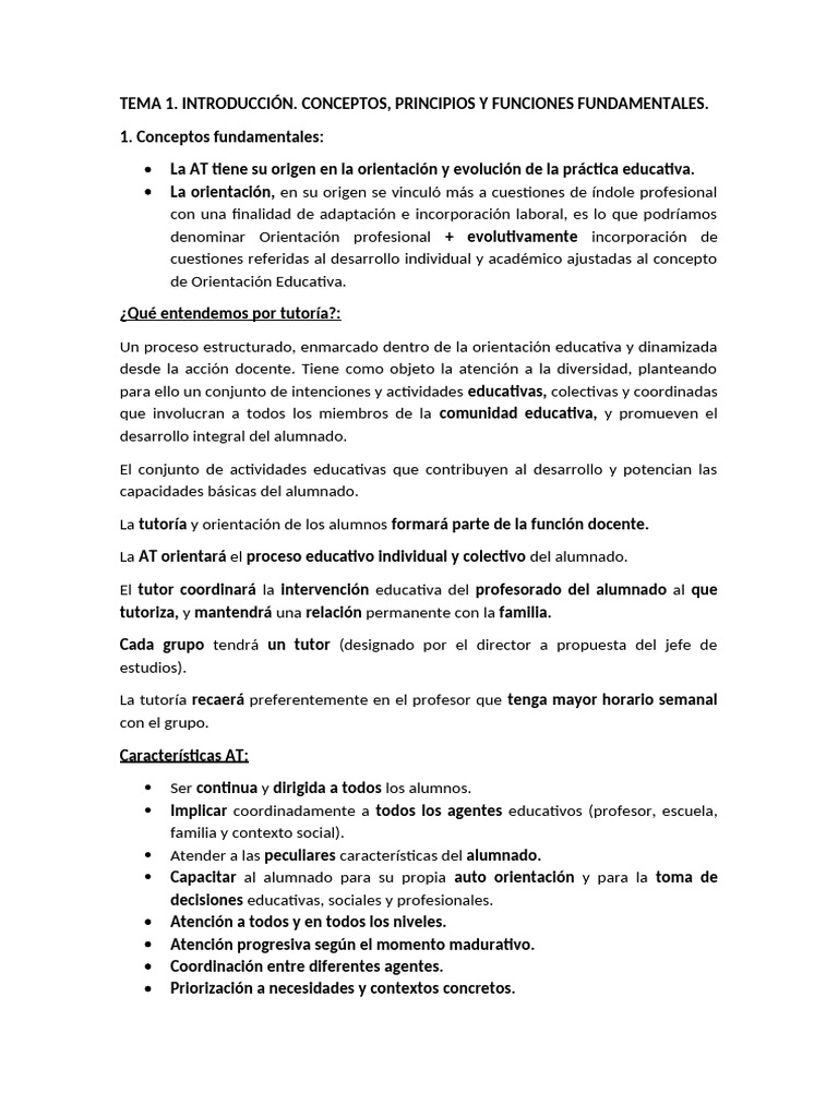 TEMA 1 acción tutorial | PDF | Maestros | Educación primaria