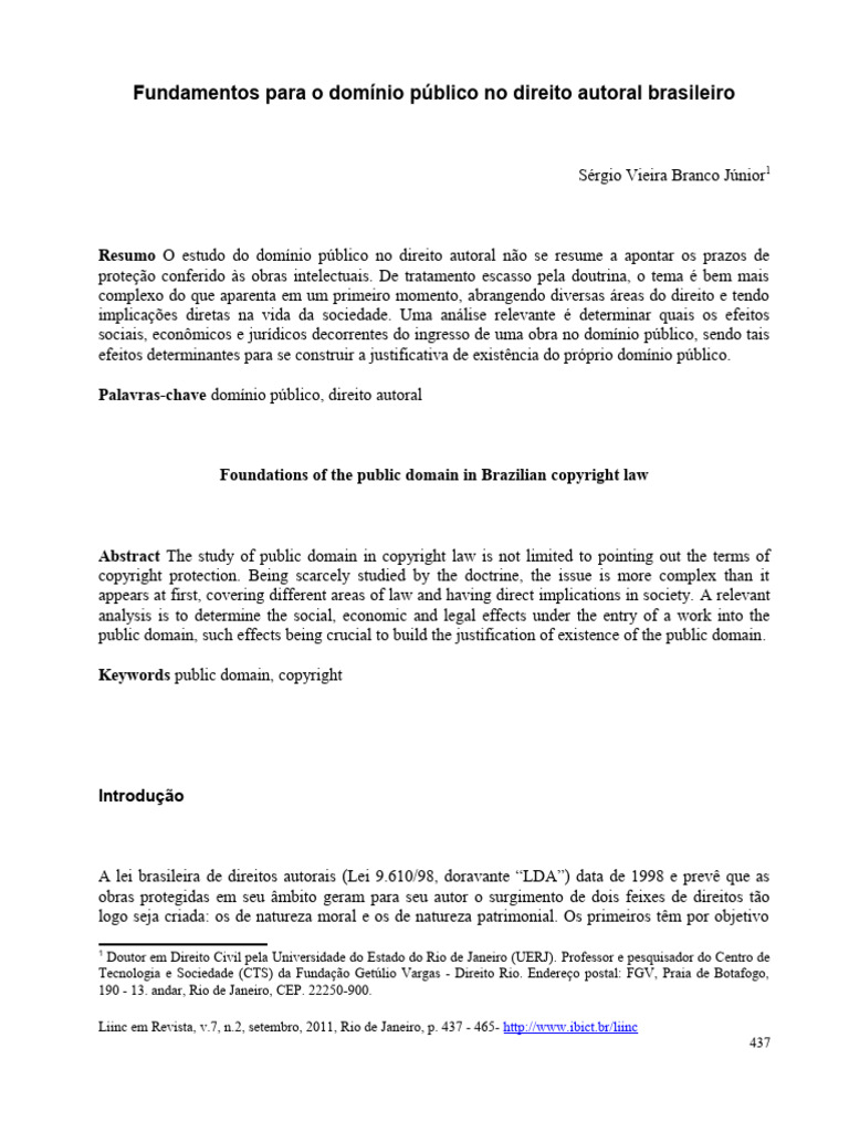 Fundamentos para o Dominio Publico No Direito Auto | PDF | Domínio ...