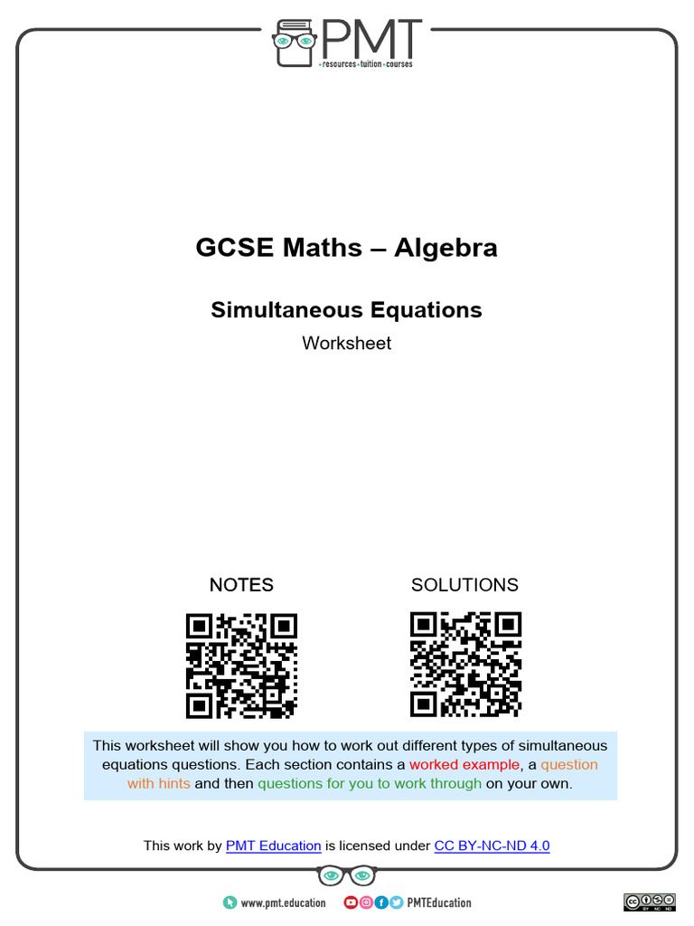 downloadMathsGCSEWorksheetsAlgebraSolving Equations and Inequalitiesc ...