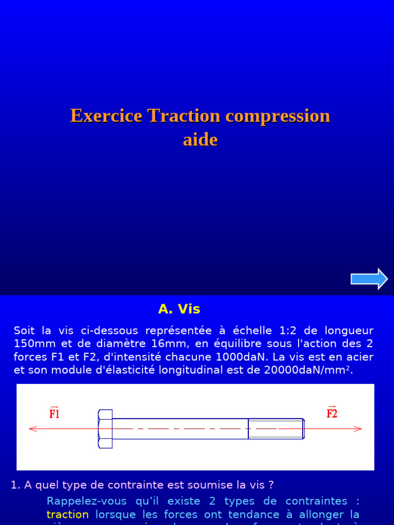 Exercice sur la traction et compression des vis et câbles | PDF ...