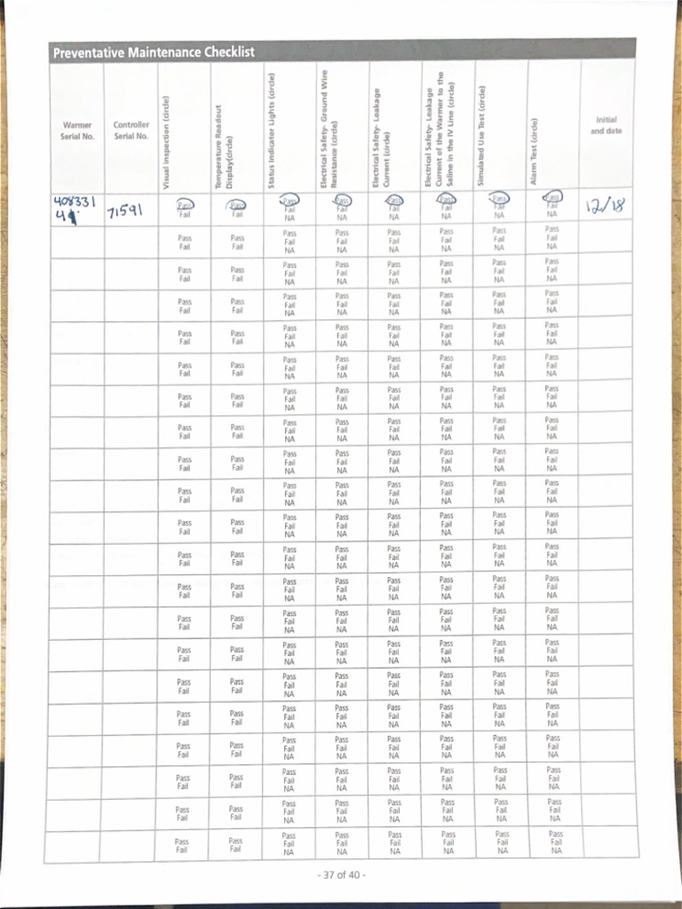 Preventative Maintenance Checklist | PDF
