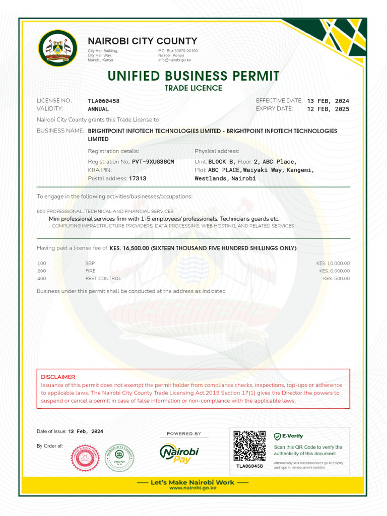 Unified Business Licence - Kenya | PDF